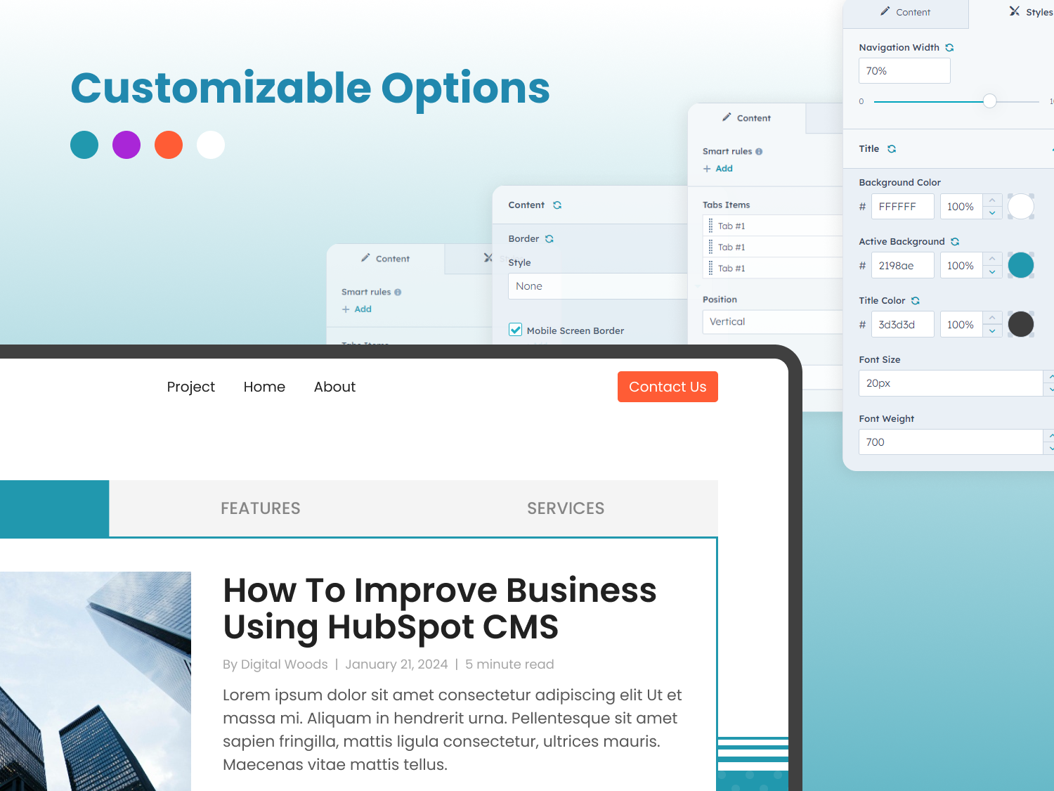 Organize your info with style using dynamic tabs that make navigation easy and keep your details ...